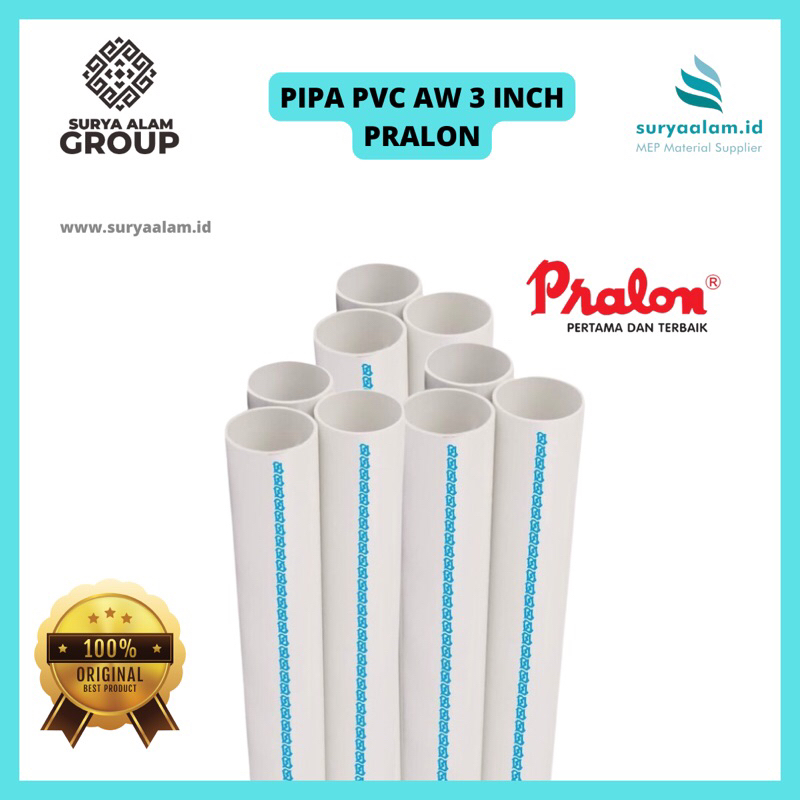 Jual PIPA PVC AW 3" PRALON | STANDART | 4 METER | Shopee Indonesia