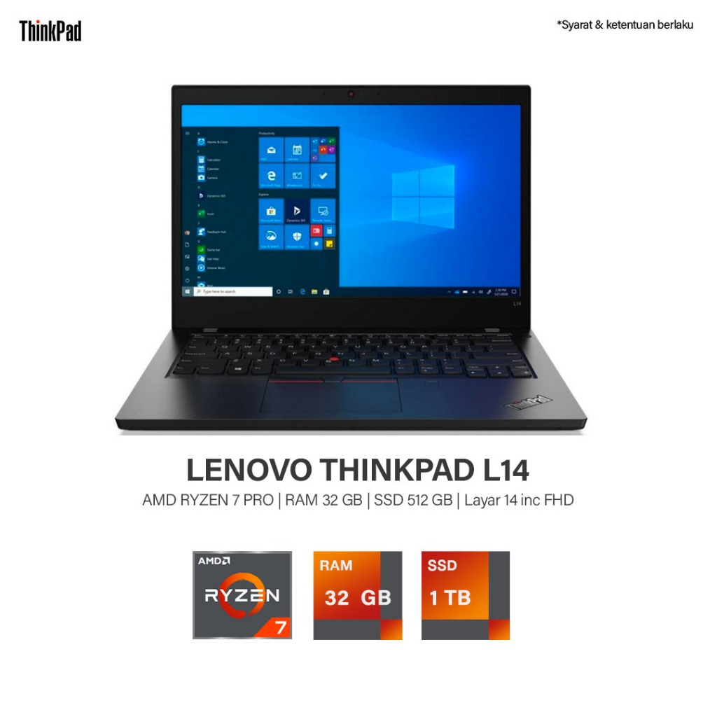 Jual LAPTOP LENOVO THINKPAD L14 | AMD RYZEN 7 PRO | RAM 32 GB SSD 1 TB 14INC | Shopee Indonesia