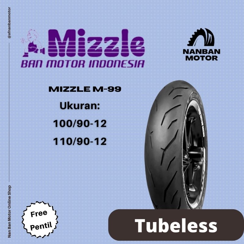 Jual BAN MOTOR MIZZLE M-99 UKURAN 100/90-12 DAN 110/90-12 UNTUK SCOOPY ...