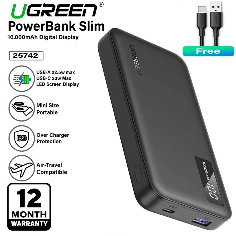 Jual Power Bank UGREEN 10000MAH Type C and USB Powerbank PD 20W Fast ...