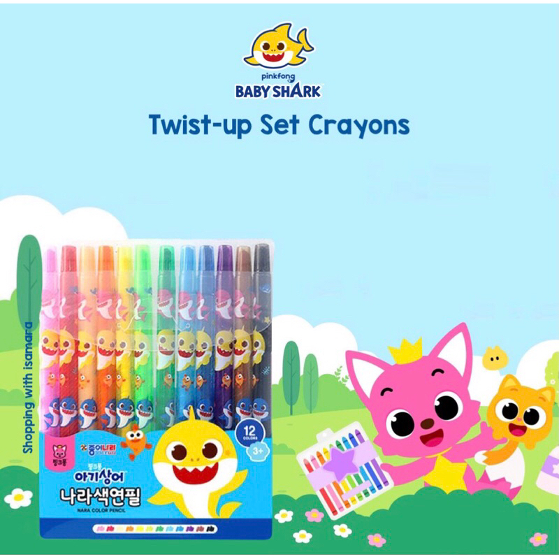 Jual Pinkfong Baby Shark Twist up Set Crayons / Krayon / Pensil warna ...
