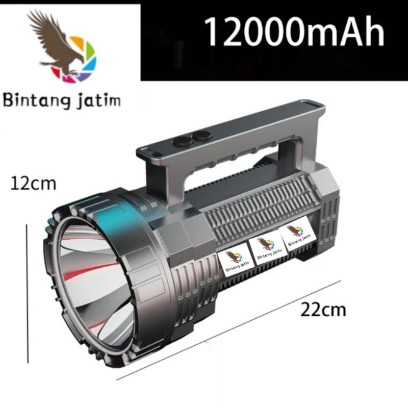 Jual Senter Led Jumbo Super Terang 100W / Senter Led Jarah Jauh Baterai ...
