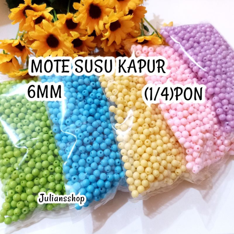 Jual 1/4 PON Manik 6mm Mote Susu Kapur Bulat Isi Lebih dari 1000 Butir/Pak Bahan DIY Craft ...