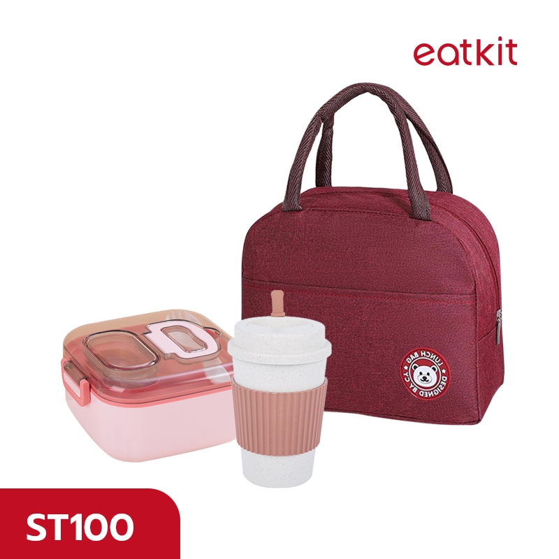 Jual Eatkit 850ml Kotak Bekal Set Lunch Box Set 3in1 Kotak Makan Set Microwave Gratis Alat Makan ...