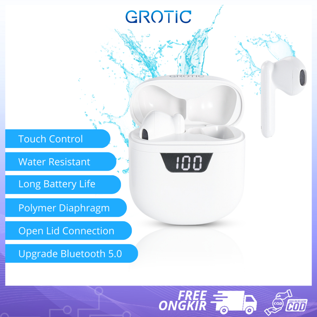 Jual GROTIC Headset Bluetooth HD Stereo HIFI TWS Earphone Wireless J55 ...