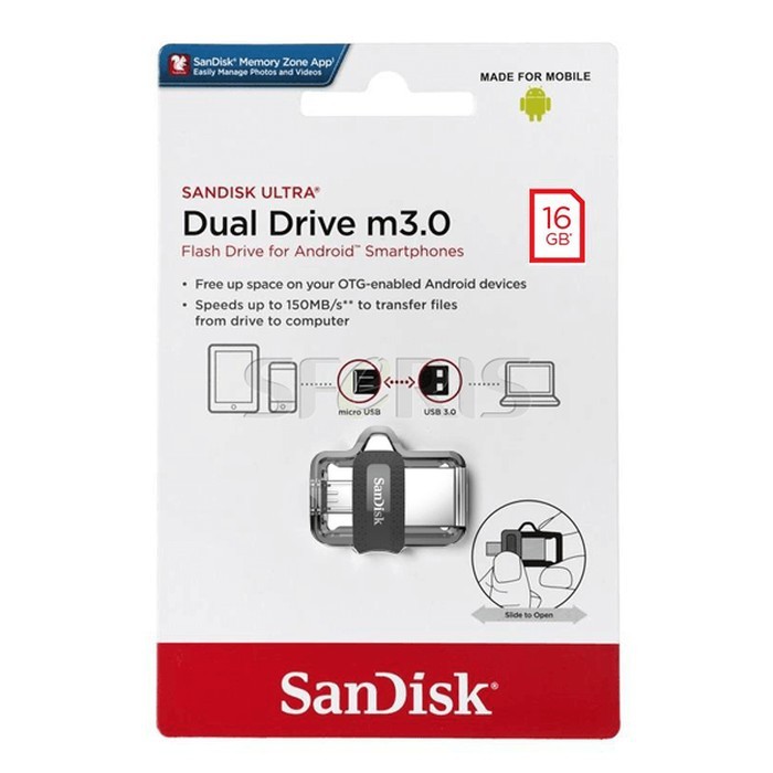Jual Sandisk OTG Dual Drive 16GB M3.0 up to 130mb/s USB 3.0 TRANSPARAN ...