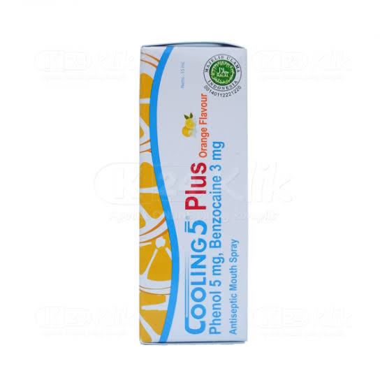 Jual Cooling 5 Plus Antiseptic Mouth and Throat Spray Orange 15ml ...