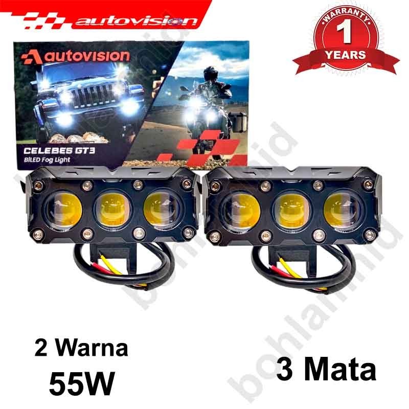 Jual Lampu Tembak Bi LED Autovision Celebes GT3 55W Projektor 3Warna ...