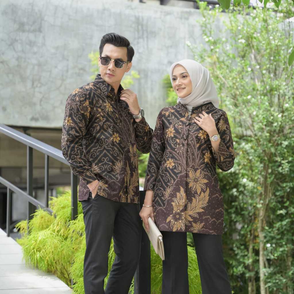 Jual Kemeja Batik Couple | Kemeja Batik Premium | Atasan Batik Couple Ruflle | Kemeja Batik ...