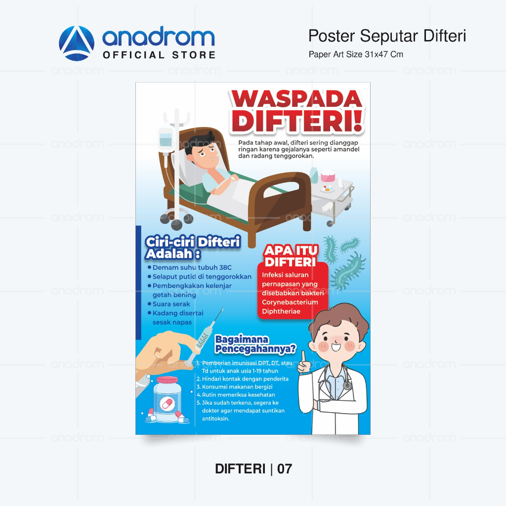 Jual Poster Seputar Bahaya Penyakit Difteri | Poster Promosi Kesehatan | Anadrom 3608 | Shopee ...