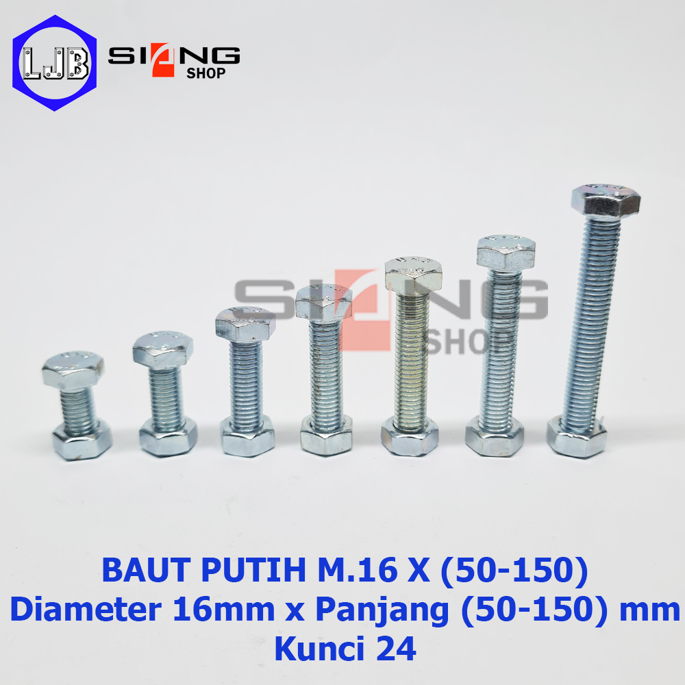 Jual Baut Putih M16 panjang 50 sd 150mm | Shopee Indonesia