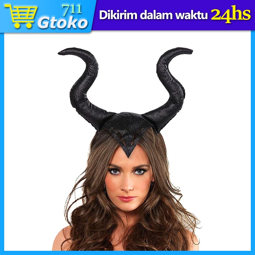 Jual Bando Tanduk Maleficent Halloween Cosplay Pesta Headband Hitam ...