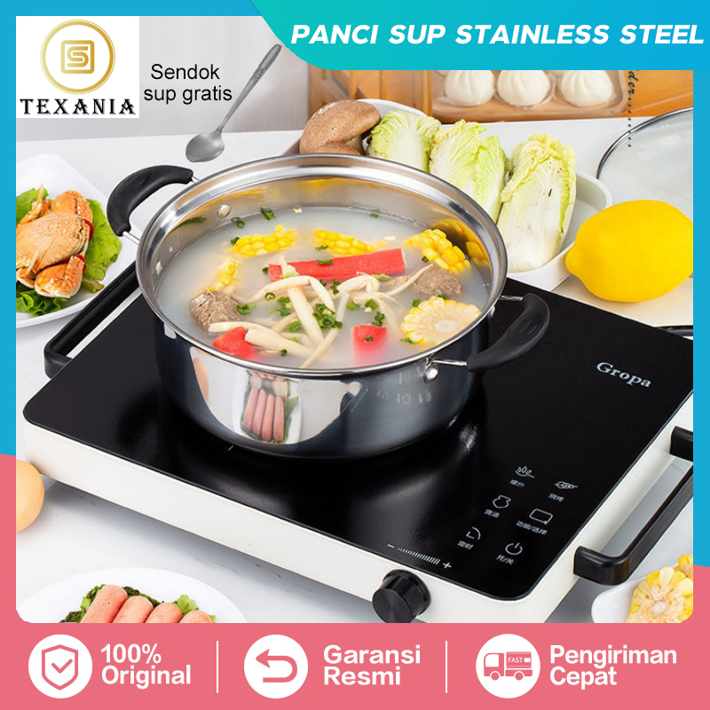 Jual Panci Sup Soup Pot 22cm 24cm Stainless Steel Tutup Kaca Gagang ...