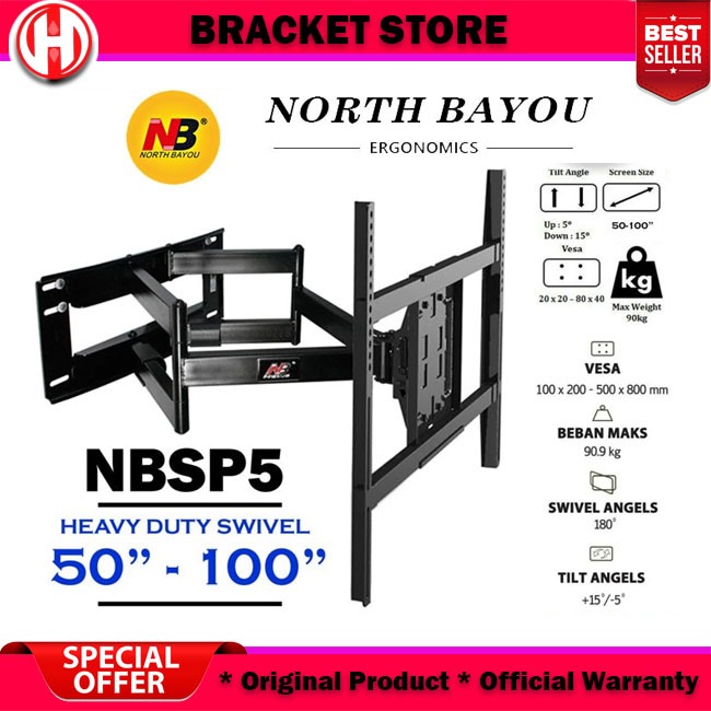 Jual Bracket TV Swivel, Brecket TV Swivel NB SP5 50 55 60 65 70 75 90 ...
