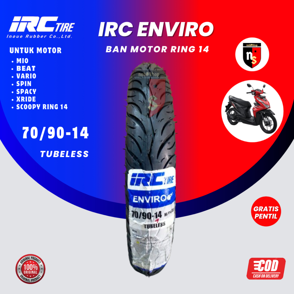 Jual Ban Motor Matic / IRC Enviro 90/90 Ring14 Free Pentil Tubles ...