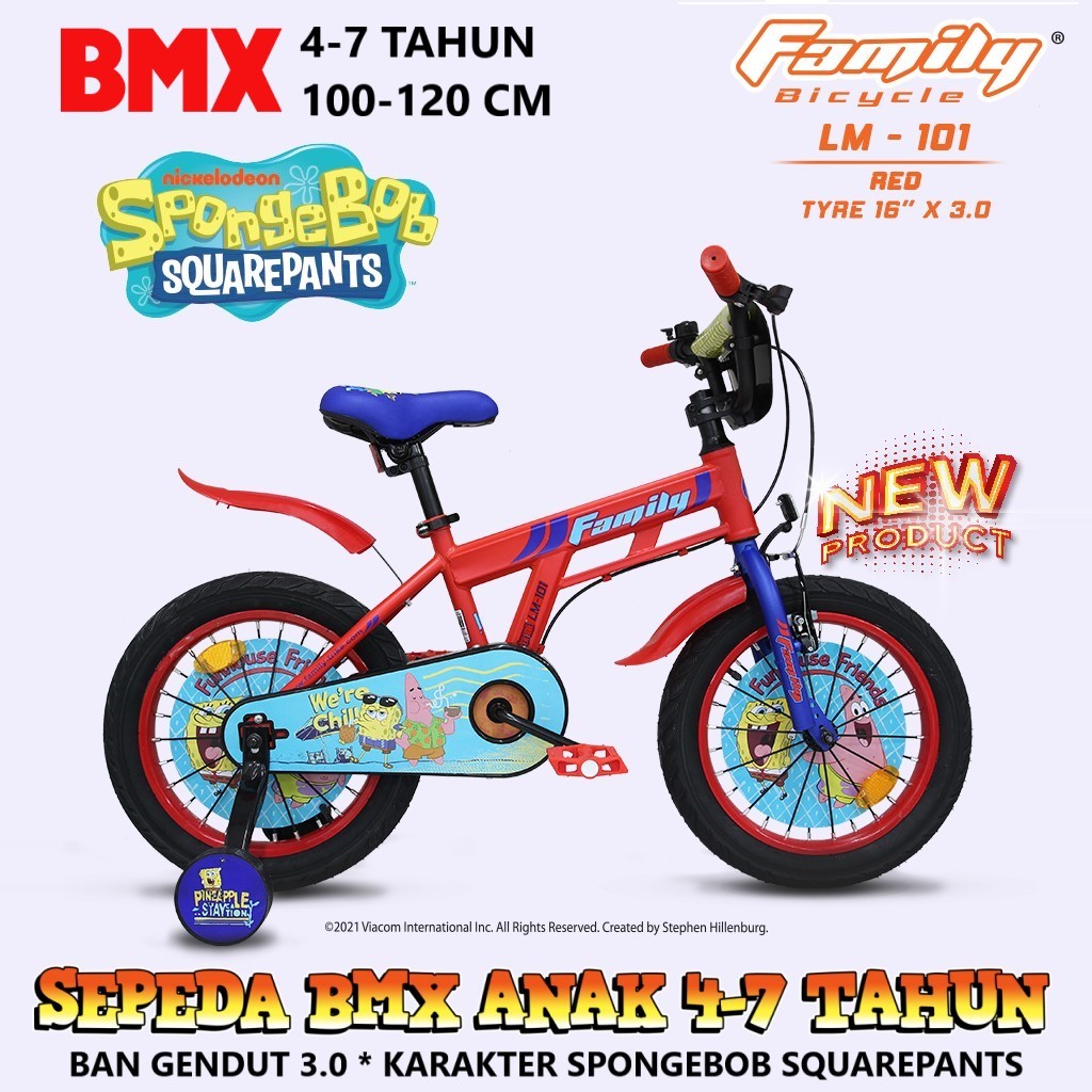 Jual Sepeda Anak Family LM101 SpongeBob SquarePants 16 Inci x 3.0 BMX ...
