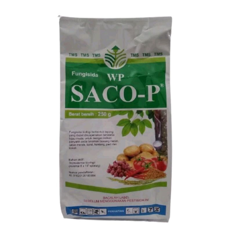 Jual fungisida Saco-P 250gr WP Bahan aktif Trichoderma Koningii (5x10 ...
