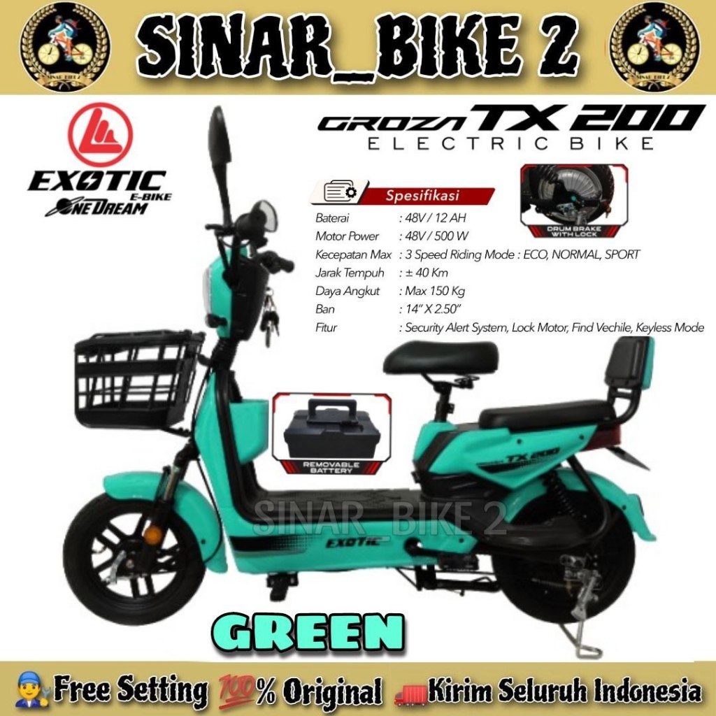 Jual Sepeda Listrik EXOTIC GROZA TX 200 Electric E Bike By Pacific 500 ...