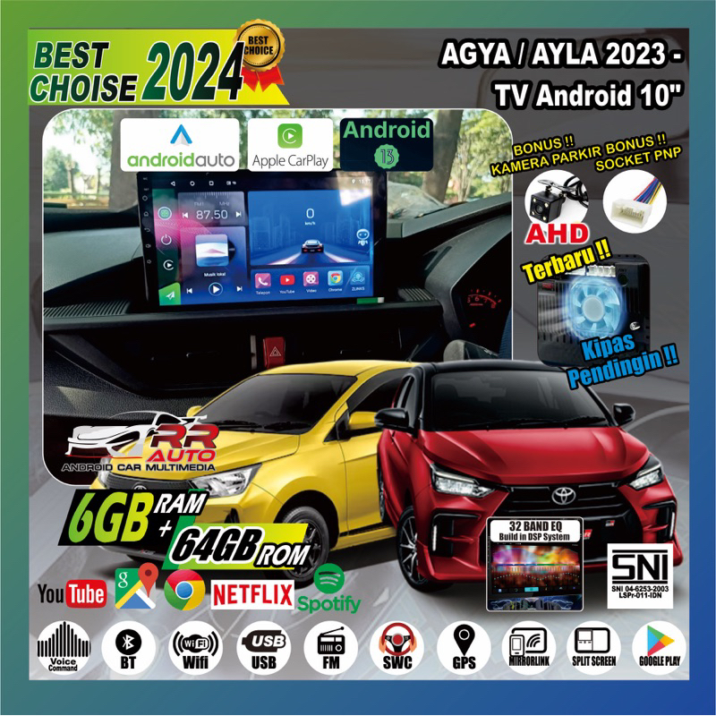 Jual Agya Alya 2023 All New | 6GB+64GB Headunit Android OS 13 10” ,IPS,Wifi,32band EQ(bonus ...