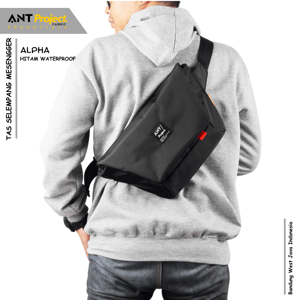 Jual ANT PROJECT - Shoulder Bag Pria ALPHA - Waist Bag Pria Full Black ...