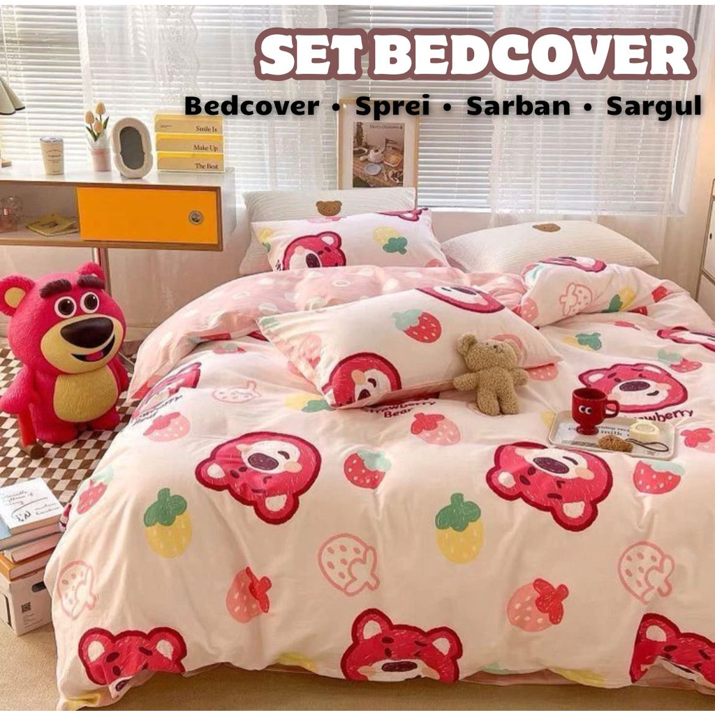 Jual Set Bedcover Motif Lotso - Set Sprei Ukuran 180 X 200 - Free Tas ...