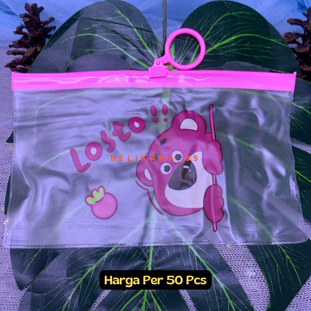 Jual (50 PCS) POUCH MIKA MULTIFUNGSI SERBAGUNA TRANSPARAN MOTIF LOTSO ...