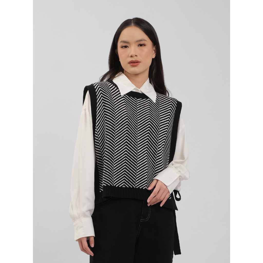 Jual THENBLANK | Knit Knot Vest Herringbone Baju Wanita Outer | Shopee ...