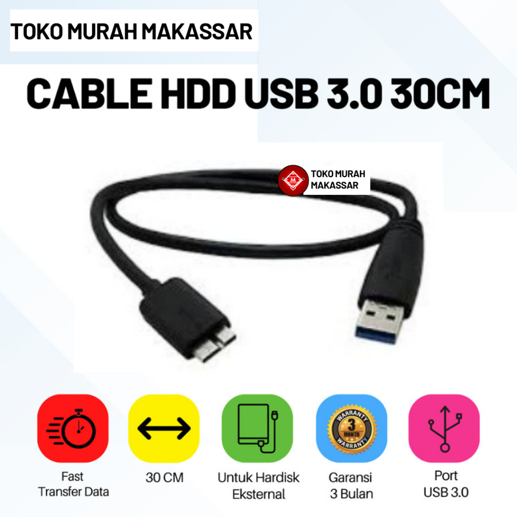 Jual KABEL EXTERNAL HDD USB 3.0 / CABLE HDD USB 3.0 30CM / CAB91-SAN | Shopee Indonesia