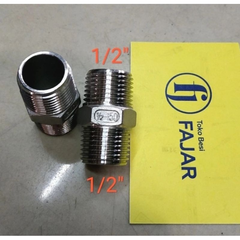 Jual Double nipple 1/2 x 1/2 nepel konektor sambungan reducer reduser ...