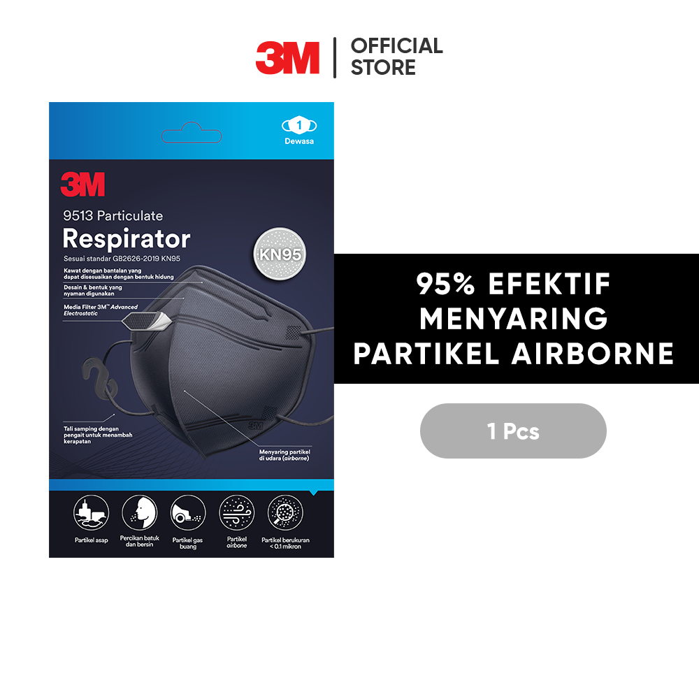 Jual 3M™ 9513 Particulate Respirator KN95, Masker, 95% Menyaring ...