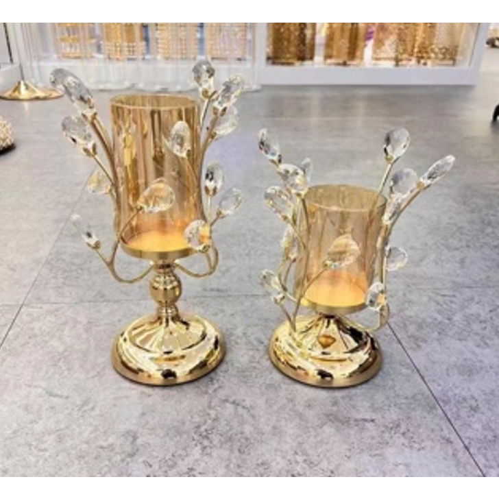 Jual Candle Holder Kristal Tinggi Cabang 2 / Dekorasi Tempat Lilin ...