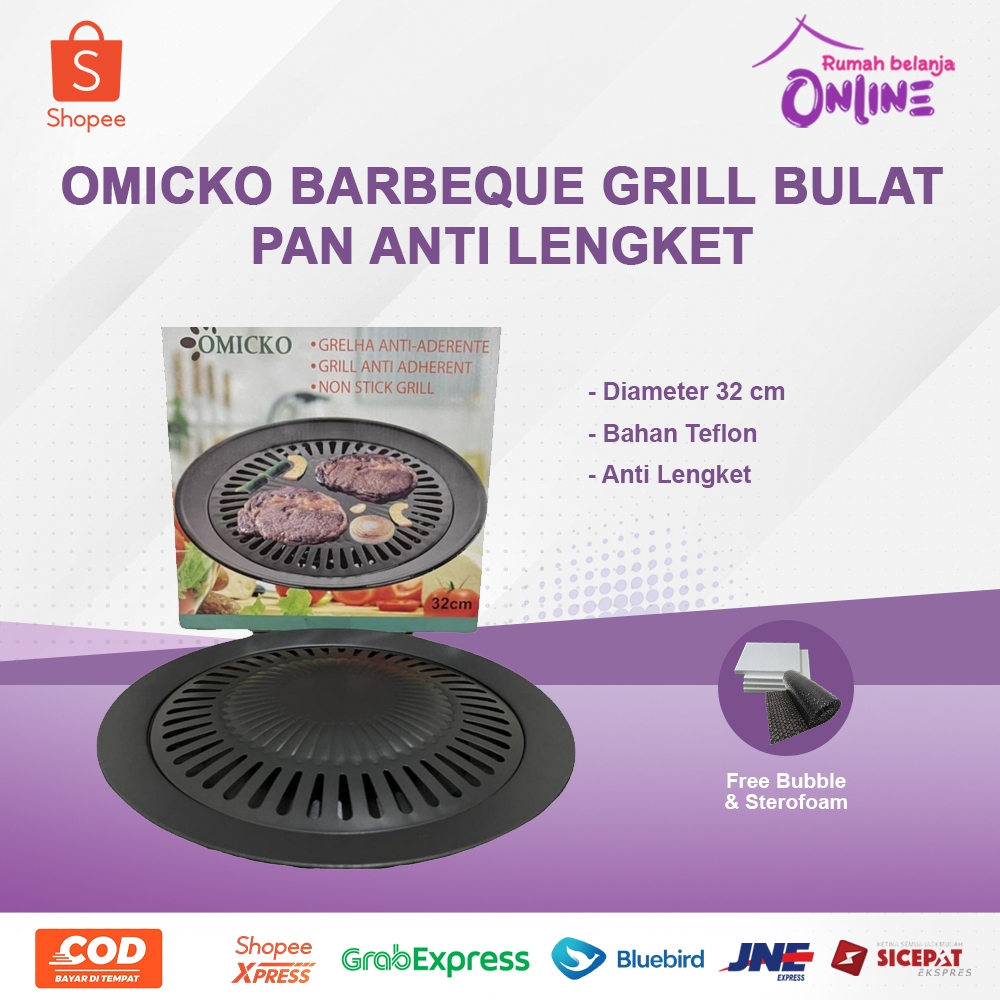Jual OMICKO BARBEQUE GRILL BULAT PAN ANTI LENGKET BBQ GRILL KOMPOR ...