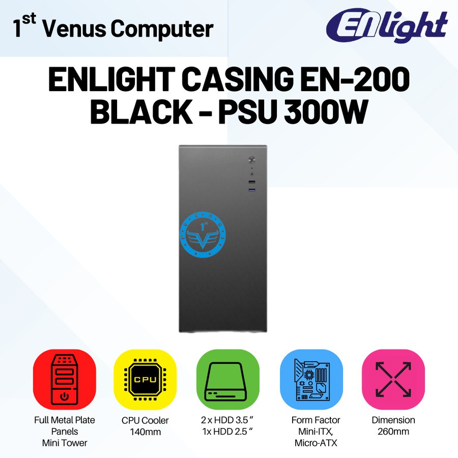 Jual Casing Enlight EN-200 + Psu 300W - Micro ATX - Hitam / CASE04-ENL ...