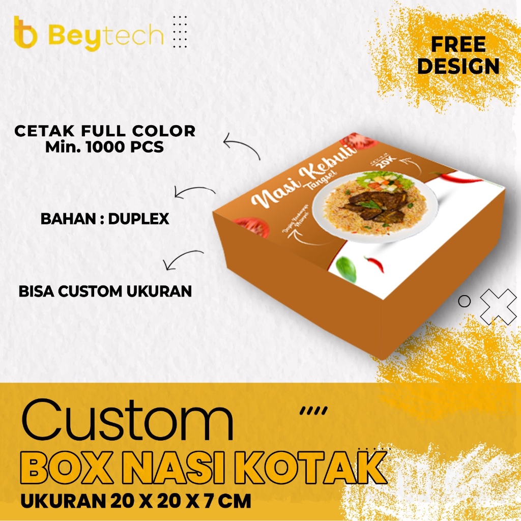Jual Cetak Custom Dus / Kotak Nasi uk. 20 x 20 x 7 cm (sambung) Full ...