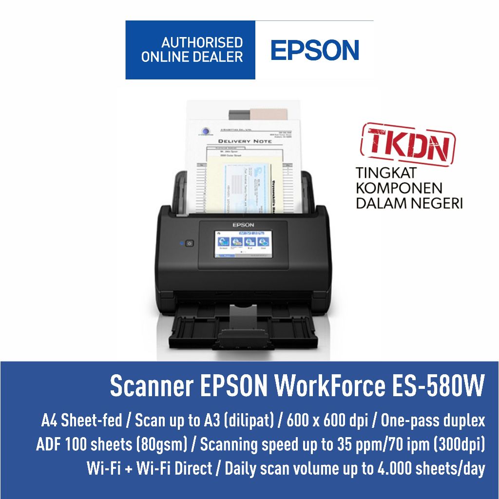 Jual Scanner Epson WorkForce ES-580W ES580W ES 580W ES 580 W A3 WiFI ...