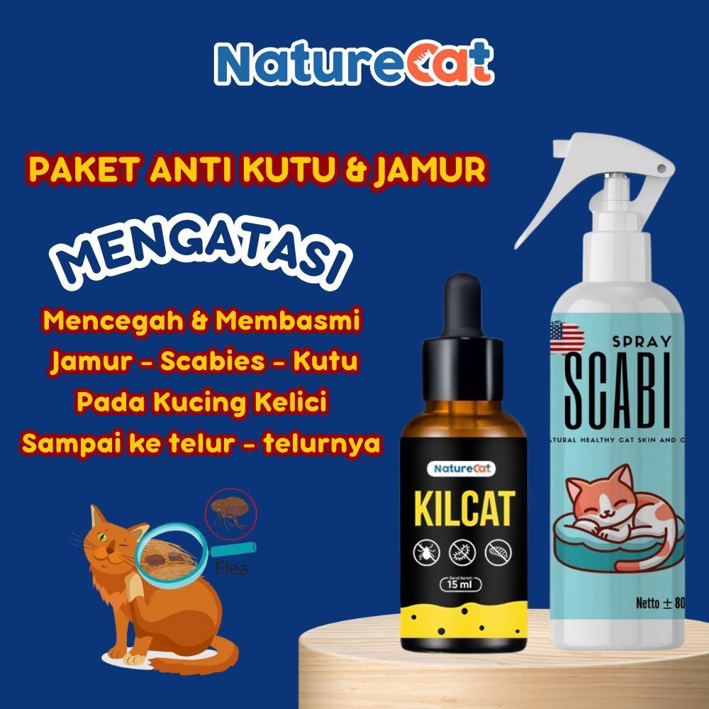 Jual Nature Cat Paket Spray Scabi Dan Kilcat Anti Kutu Jamur Scabies ...