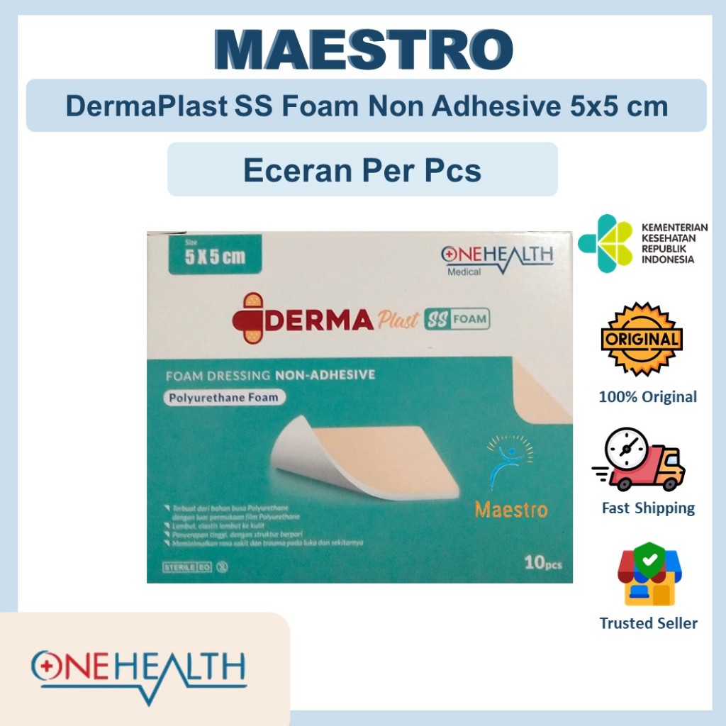 Jual DermaPlast SS 5 x 5 cm OneHealth Foam Dressing Non Adhesive 5x5 cm ...