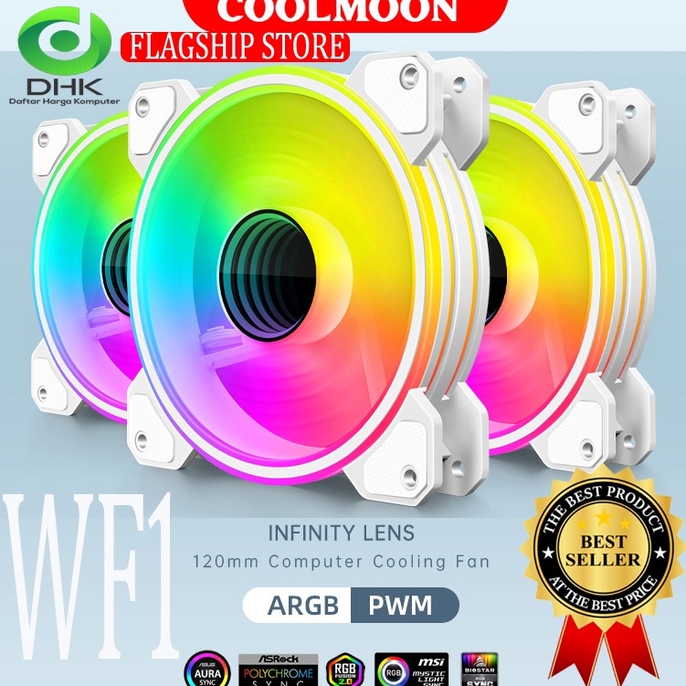 Jual Wow Murah Meriah Fan coolmoon WF1 Infinity Lens 5v 3Pin ARGB Pwm ...