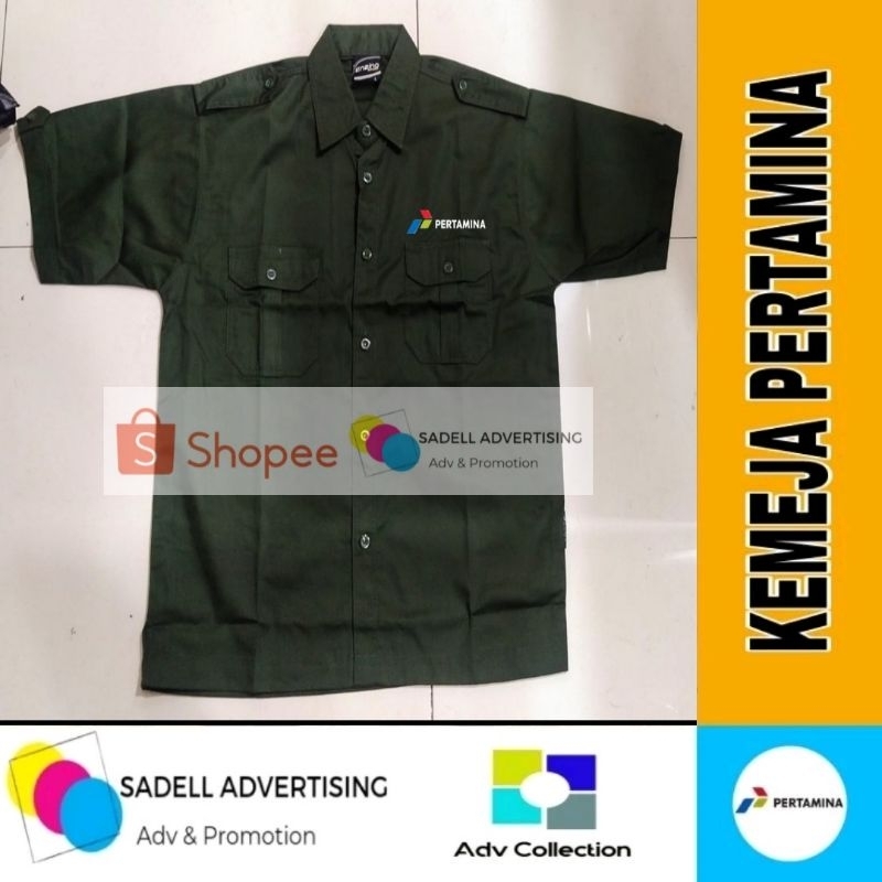Jual Kemeja Pertamina Seragam Pertamina Hijau Army PDH Lengan Pendek ...