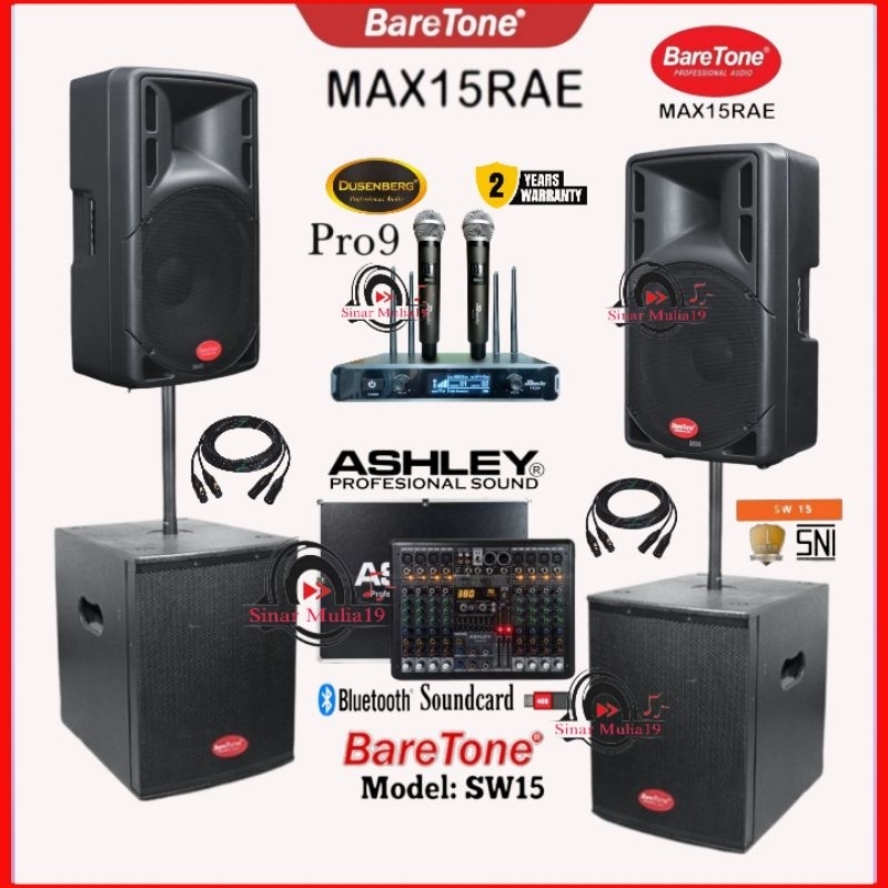 Jual Paket Sound System Indoor / Outdoor Speaker Aktif BareTone MAX15RAE 2 Unit Subwoofer Aktif ...