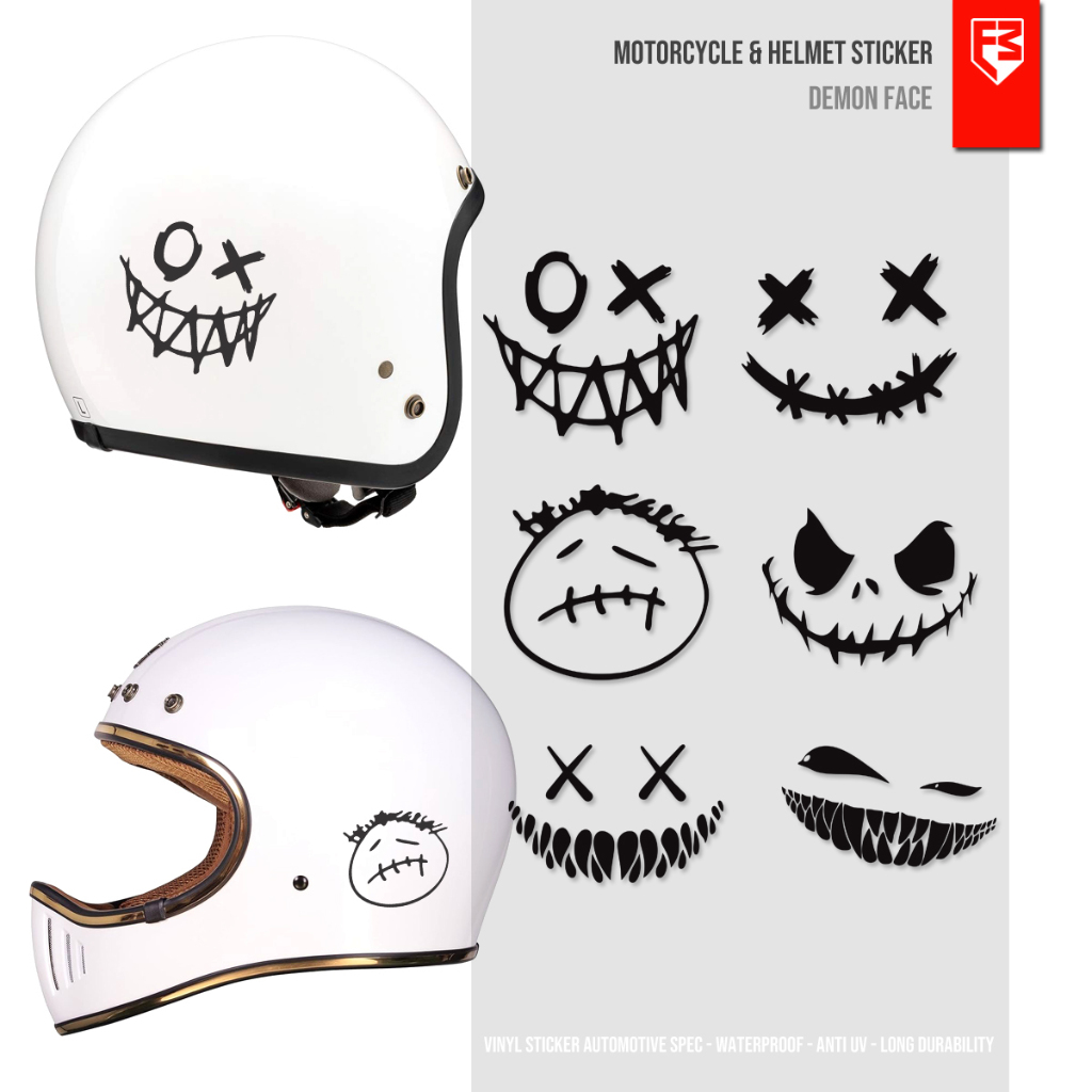 Jual Sticker Helm Sticker Motor Demon Face aerox beat mio xmax cbr r15 ...