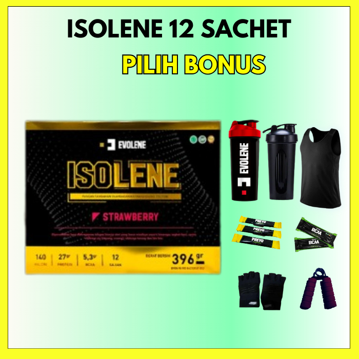 Jual ISOLENE 1 BOX ISI 12 SACHET EVOLENE WHEY PROTEIN BPOM HALAL ORI 396 GRAM MASS GAINER EVOLIN ...