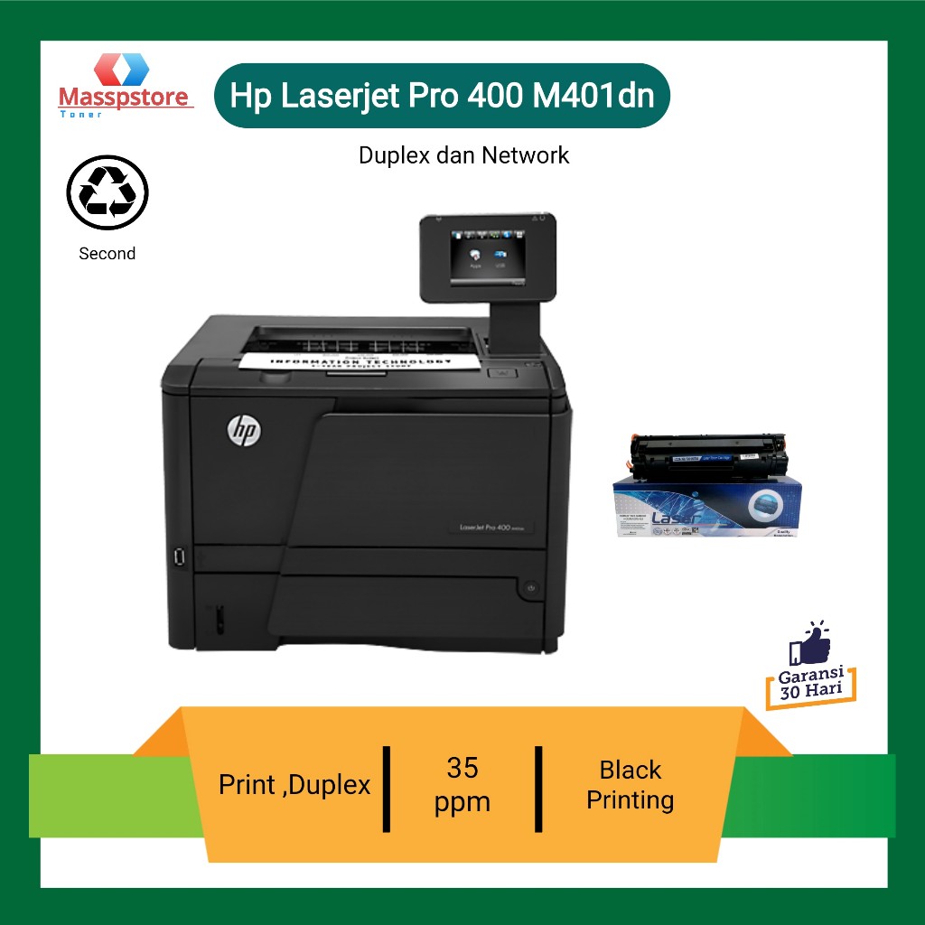 Jual Printer Hp LaserJet Pro 400 M401dn Print bolak balik Printer Laser ...