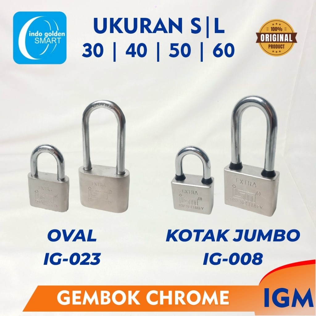 Jual GEMBOK PINTU GEMBOK BESI KOTAK AS JUMBO LEHER PANJANG & PENDEK IGM IG-023, IG-008 | Shopee ...