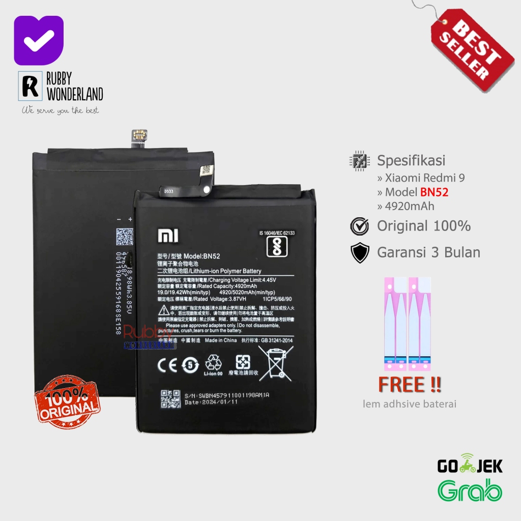 Jual Baterai Batre Battery Xiaomi Redmi 9 BN52 Original 100% | Shopee ...