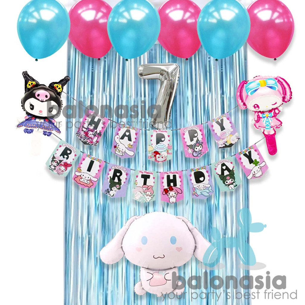 Jual Dekorasi set simple tirai kuromi ulang tahun melody sanrio skull ...