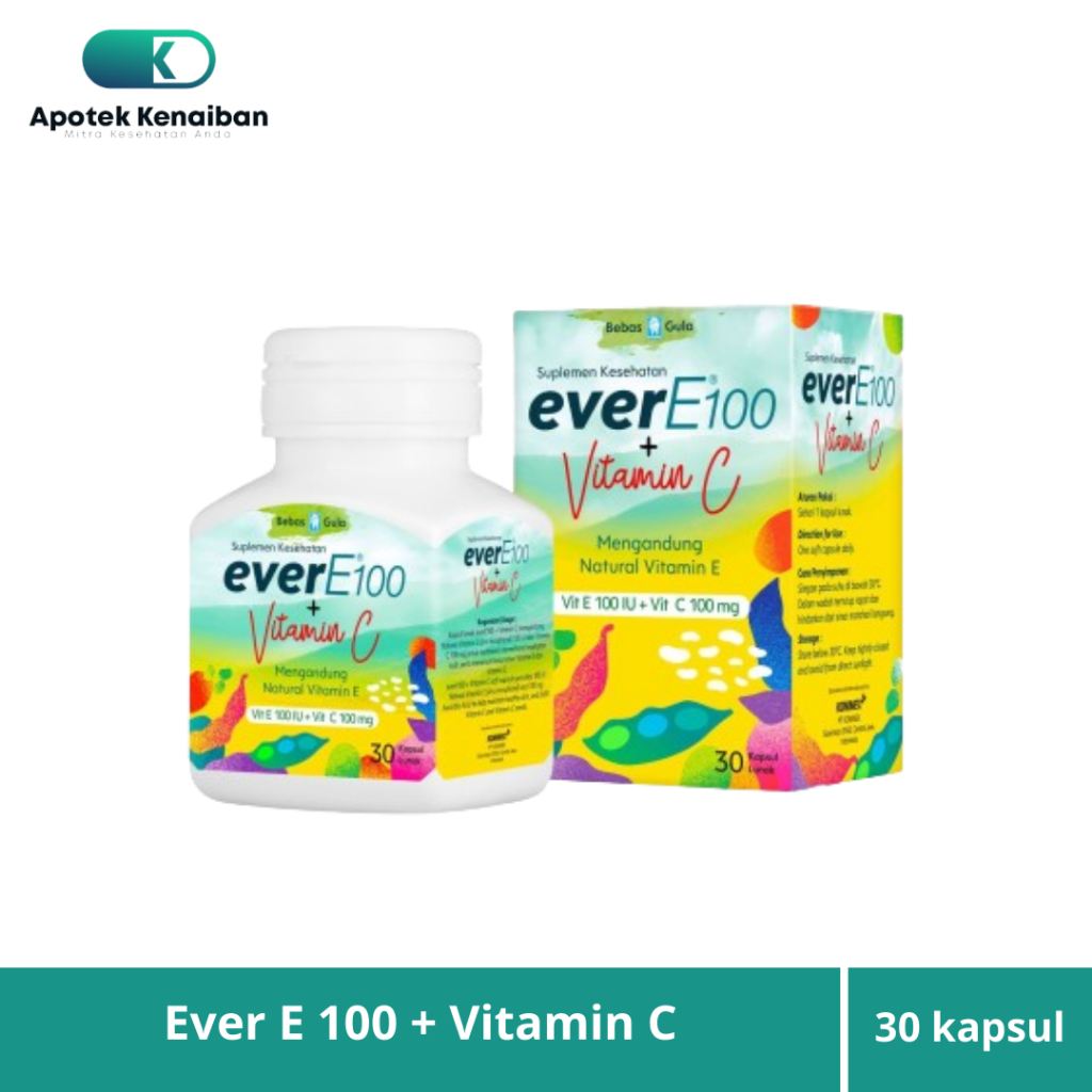 Jual EVER E 100 + VITAMIN C BOTOL 30 KAPSUL / SUPLEMEN KESEHATAN KULIT ...