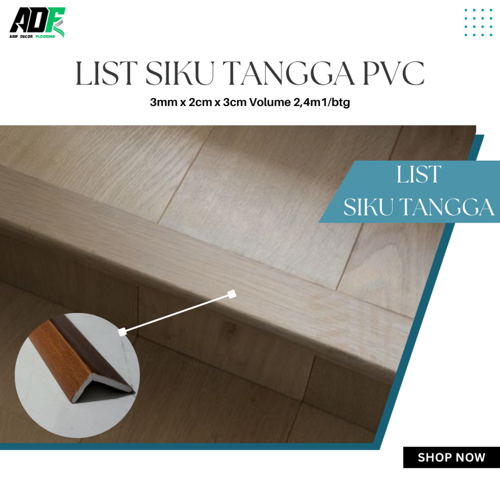 Jual LIST SIKU TANGGA PVC / LIS LANTAI / LIST TANGGA VINYL / PARKET ...