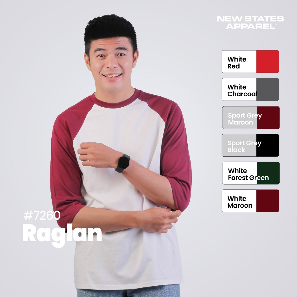 Jual Kaos Polos Raglan 3/4 New States Apparel Premium Cotton 7260 ...