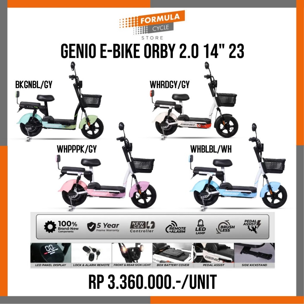 Jual SEPEDA LISTRIK GENIO ORBY 2.0 14" garansi resmi | Shopee Indonesia